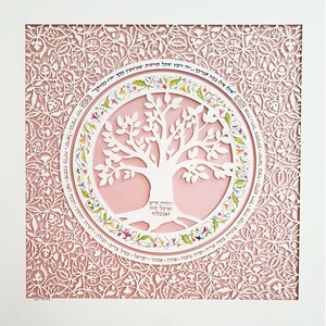 Personalized Blue Family Tree Papercut, Judaica Wall Art - Etsy