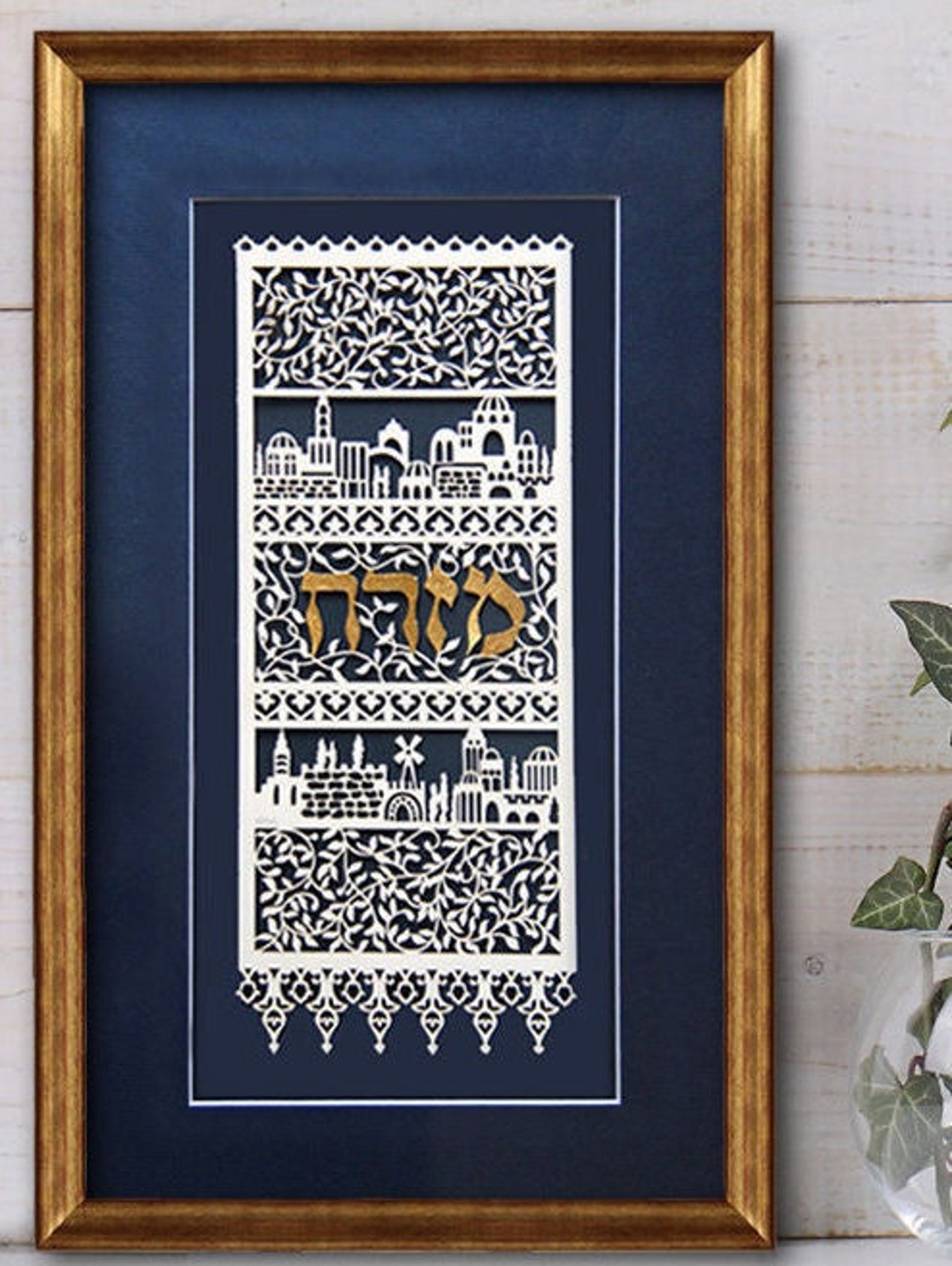 Mizrach Jewish Wall Art, Handmade Jerusalem Home Decor, Personalized ...