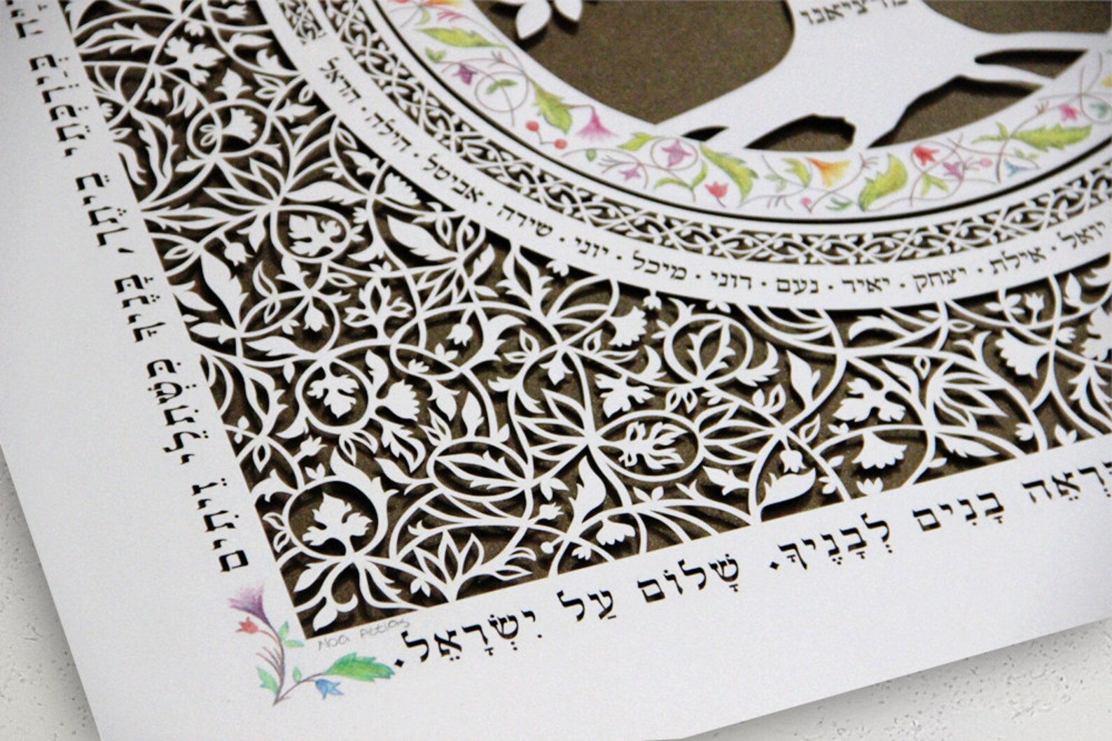 Personalized Blue Family Tree Papercut Wall Art Judaica | Etsy