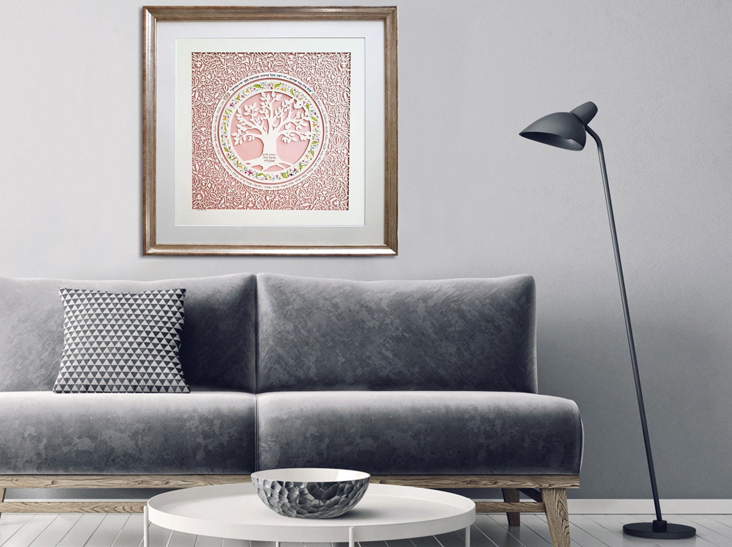 Personalized Blue Family Tree Papercut Wall Art Judaica | Etsy