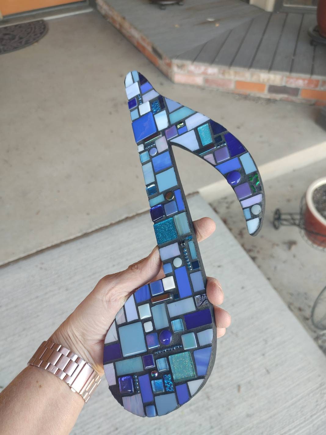 Music note mosaic glass art wall hanging | Etsy