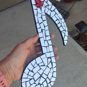 Mirror Music Note Mosaic With Butterfly Glass Art Wall Hanging Rock and ...