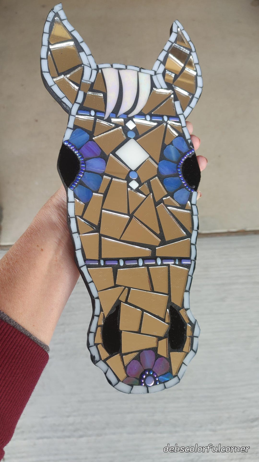Horse Sugar Skull Mosaic Cowboy Gift One of a Kind Rider Cowboy Animal ...