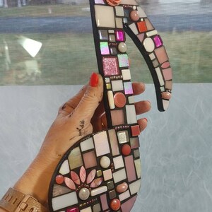 Music Note Mosaic Glass Art Wall Hanging Rock and Roll Kids Room Gift ...