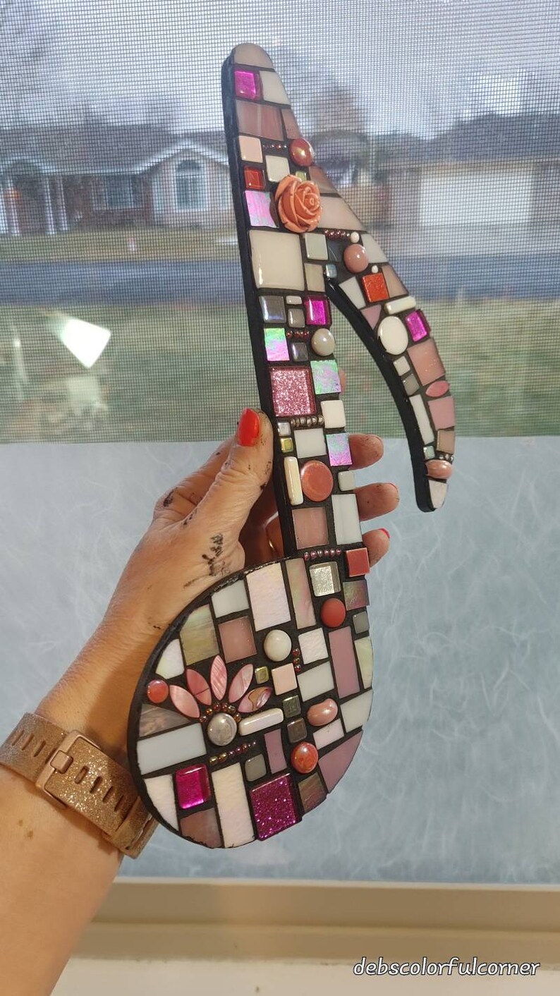 Music Note Mosaic Glass Art Wall Hanging Rock and Roll Kids - Etsy