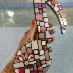 Music Note Mosaic Glass Art Wall Hanging Rock and Roll Kids Room Gift ...