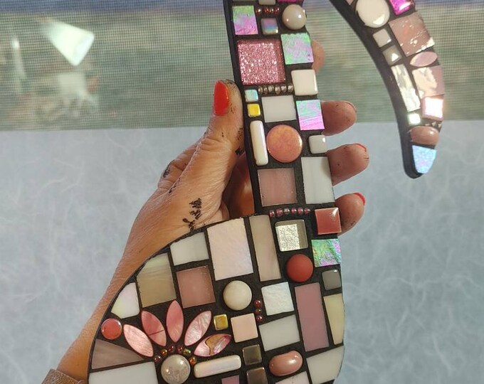 Music Note Mosaic Glass Art Wall Hanging Rock and Roll Kids Room Gift ...