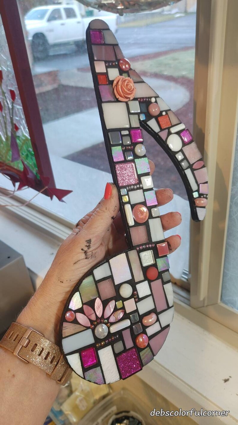 Music Note Mosaic Glass Art Wall Hanging Rock and Roll Kids - Etsy