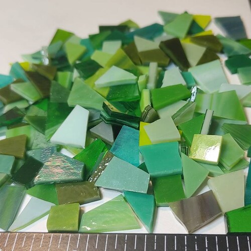 Green Mixed Stained Glass Scrap Pieces Sheets Glass Mosaic - Etsy