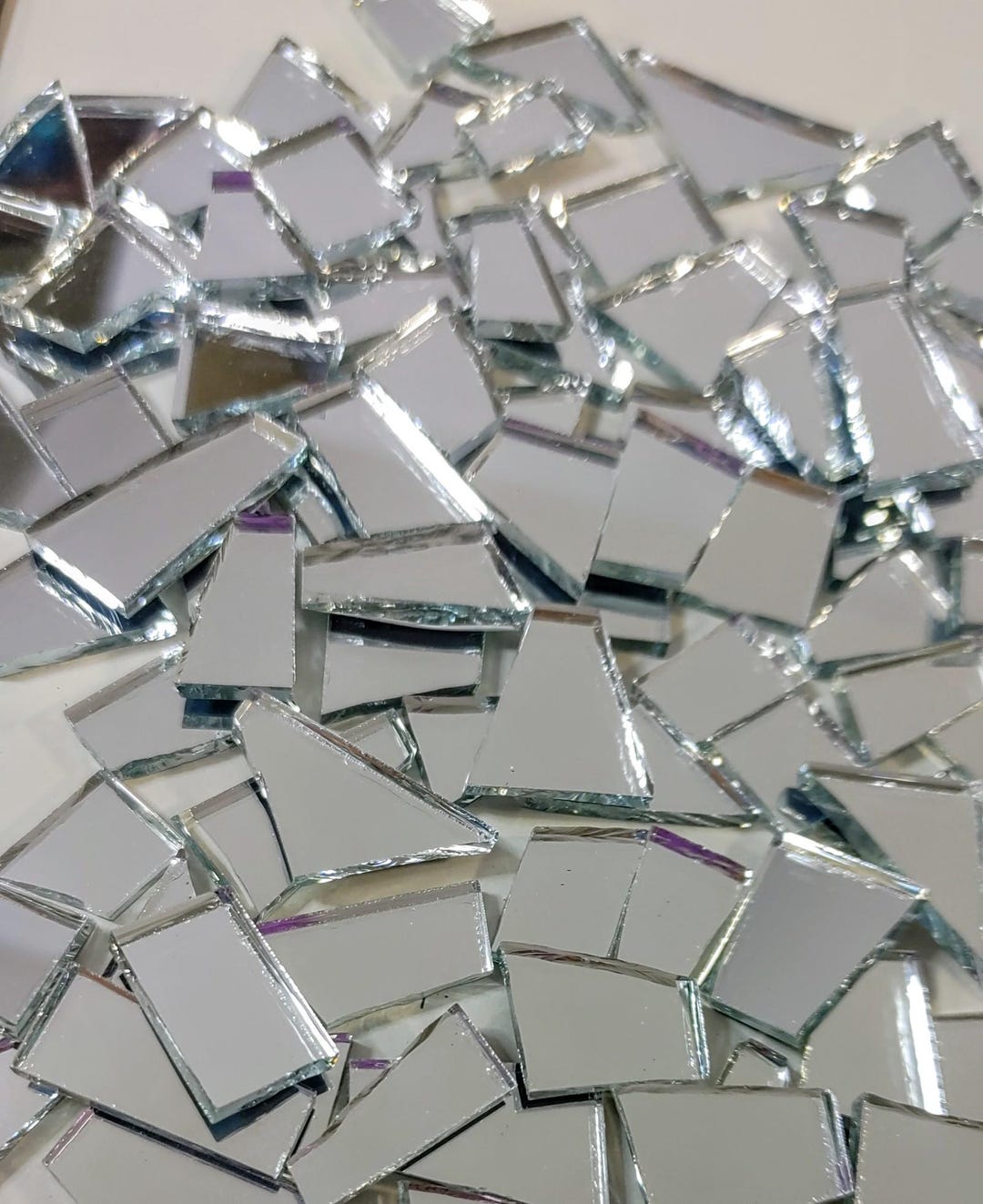 200 PIECES of ASSORTED Shapes and Sizes of Real Glass MIRROR Mosaic ...