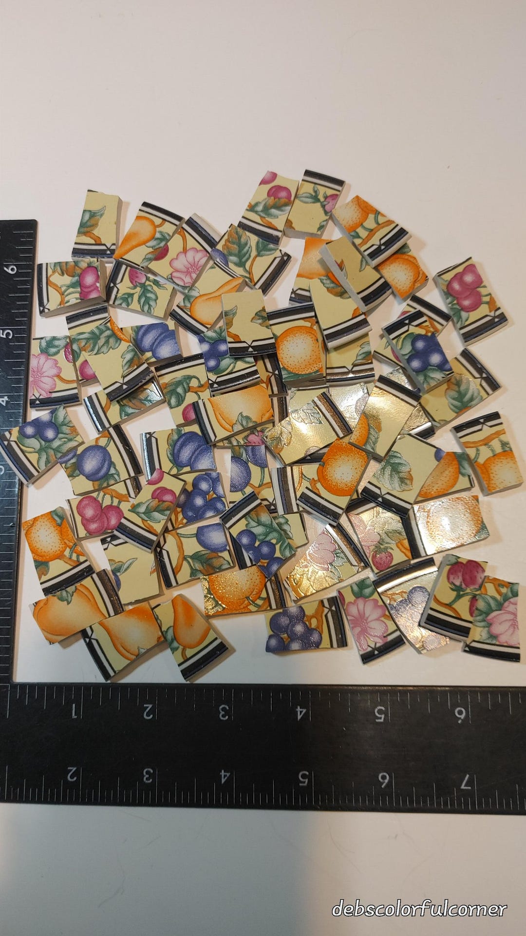 65 PIECES of Ceramic China Pieces Hand Cut Assorted Sizes Grape and ...