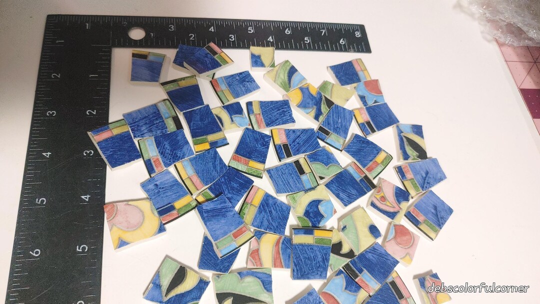 Hand Cut China Mosaic Tiles: 50 Assorted Ceramic Pieces C-117 - Etsy