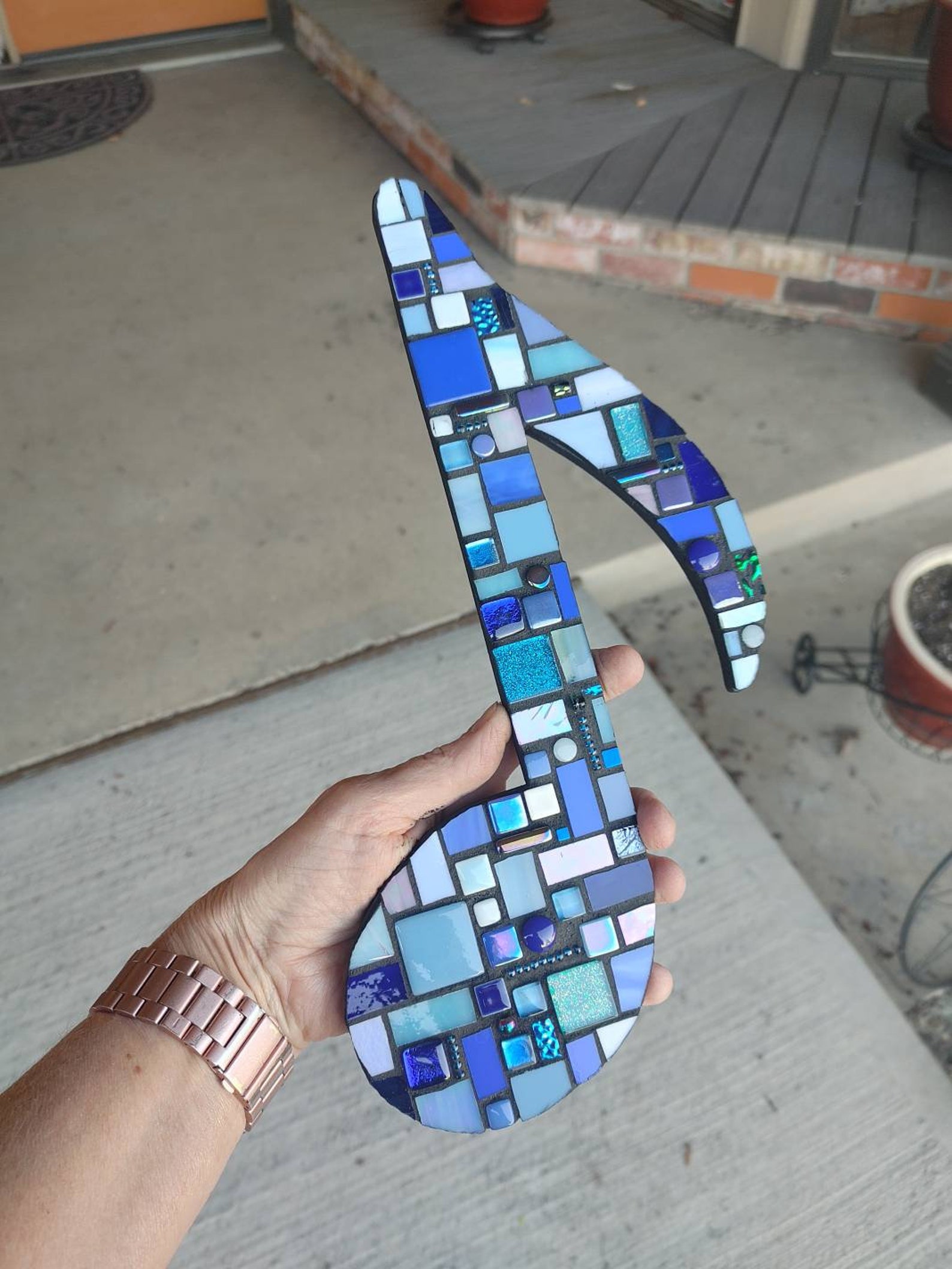 Music note mosaic glass art wall hanging | Etsy