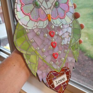 Stained Glass Mosaic Owl Mirror Plaque Diy Ooak Tattoo Unique Stain Glass Ceramic Glass Beads ...
