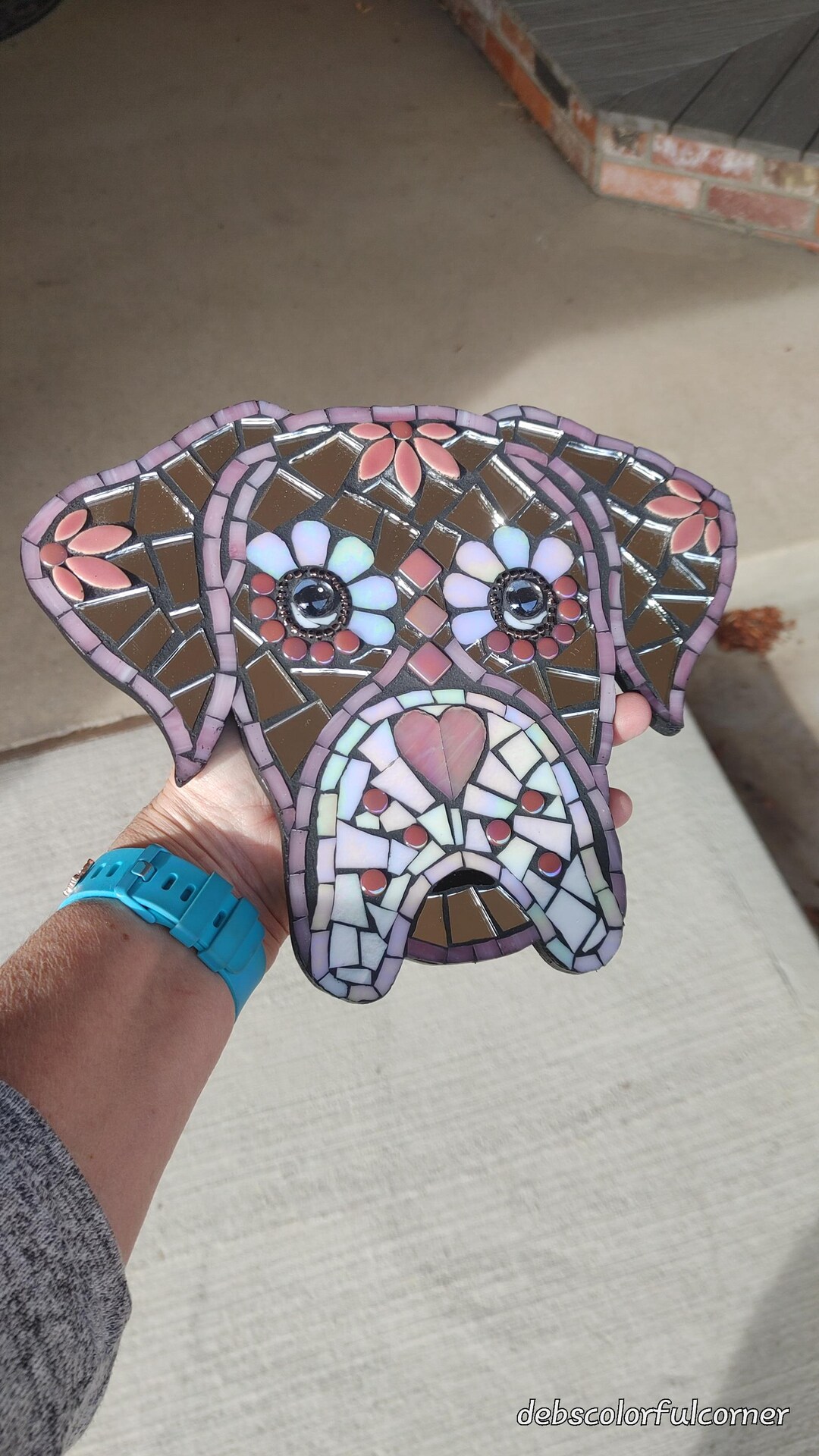 Boxer Stained Glass Mosaic Sugar Skull Unique Wall Art Animal Pet ...