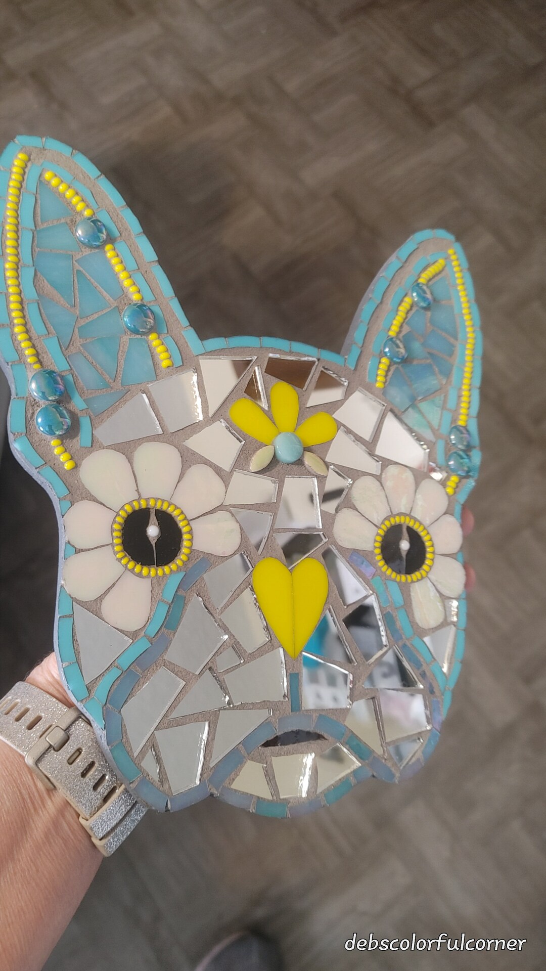 French Bulldog Mosaic Sugar Skull Stained Glass and Mirror Frenchie ...