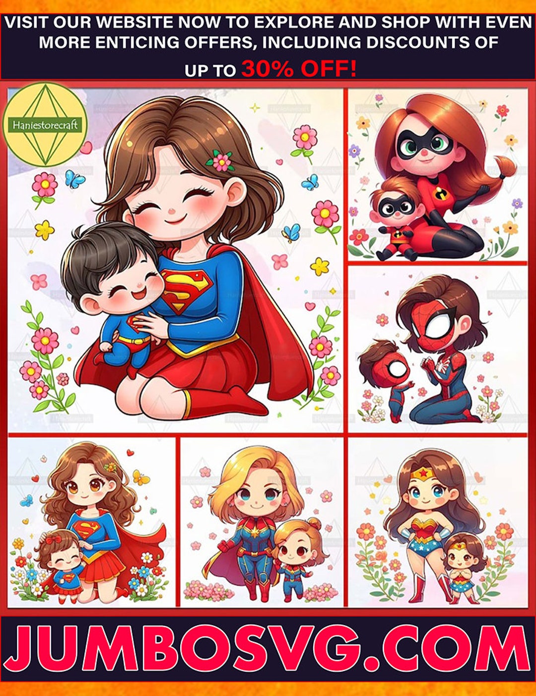 5 Cartoon Superhero Mothers Day Png Bundle, Best Mom Ever Png, Mothers ...