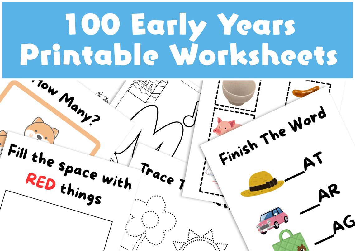 100 Printable Early Years Worksheets | Preschool Learning Activities ...