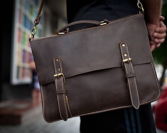 Mens leather satchel | Etsy