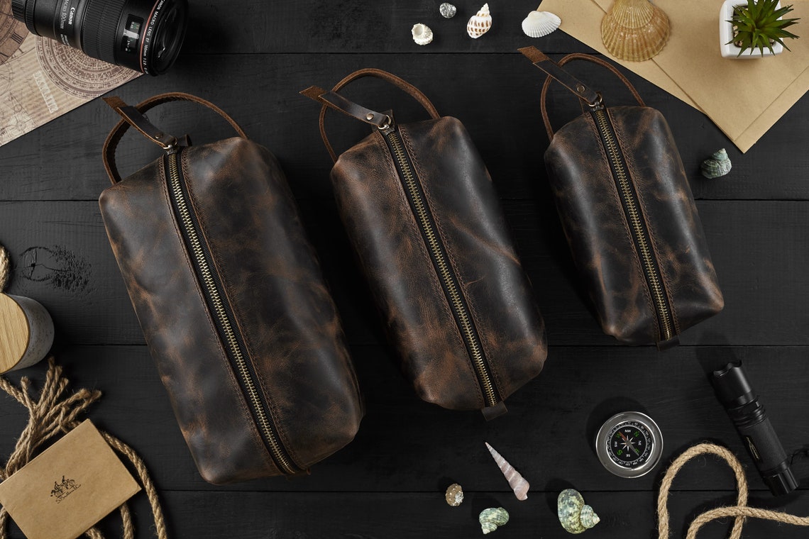 Toiletry bag hanging leather shaving kit car wash kit first | Etsy