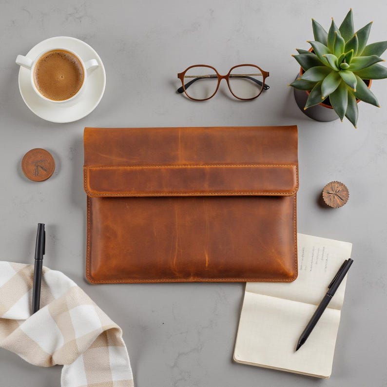 Personalized Leather Laptop Sleeve: Handmade Protective Case - Etsy
