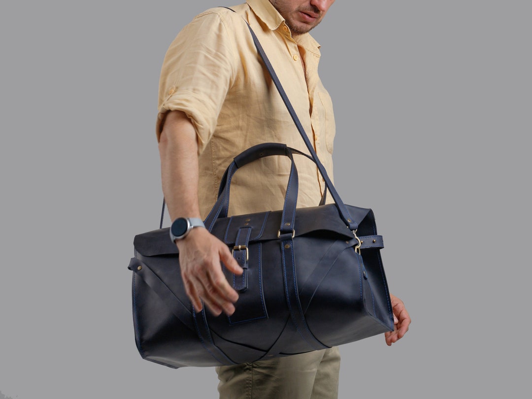 Monogrammed Leather Duffle Bag: Personalized Travel Bag for Men - Etsy