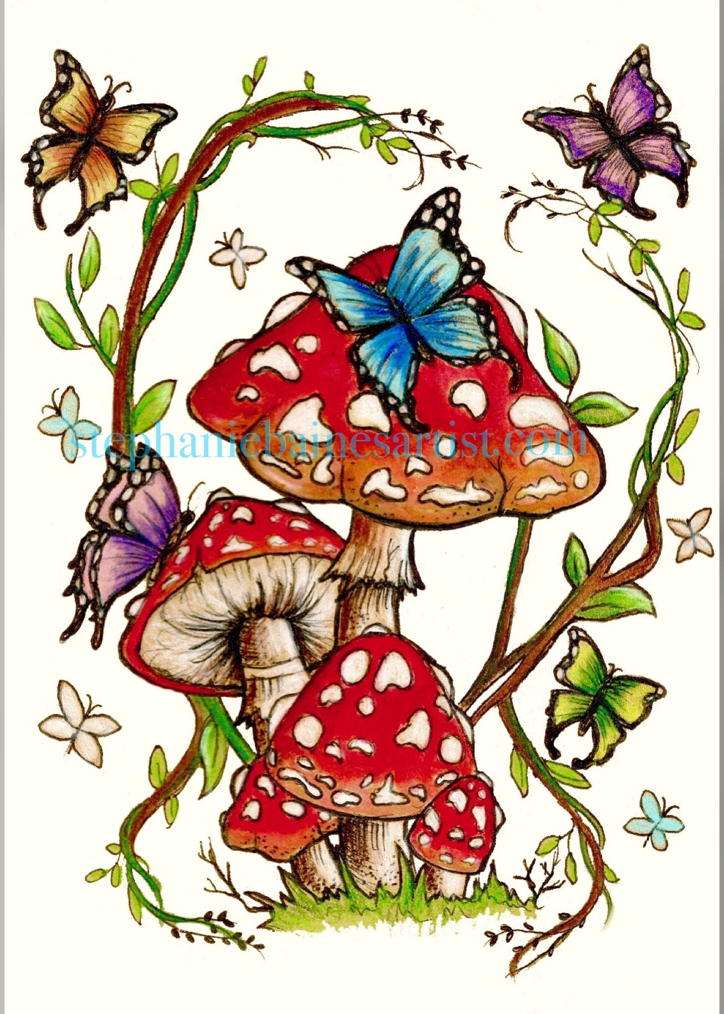 Fairy Toadstool Fine Art Print Available in A6 and A5 Size. - Etsy UK
