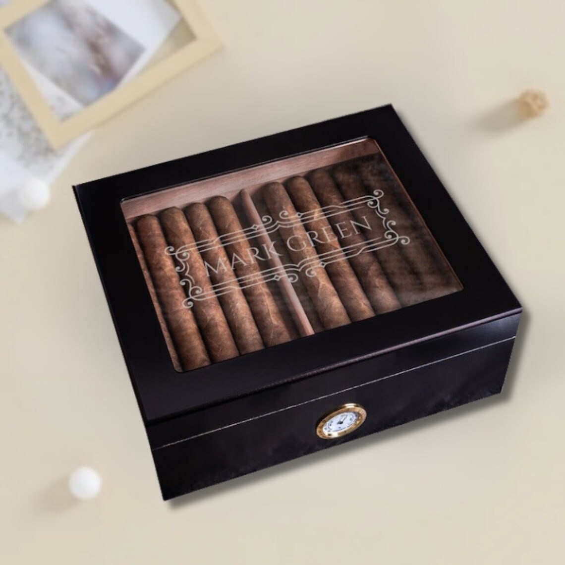 Engraved Glass Top Cigar Humidor/ Personalized Humidor Box is - Etsy