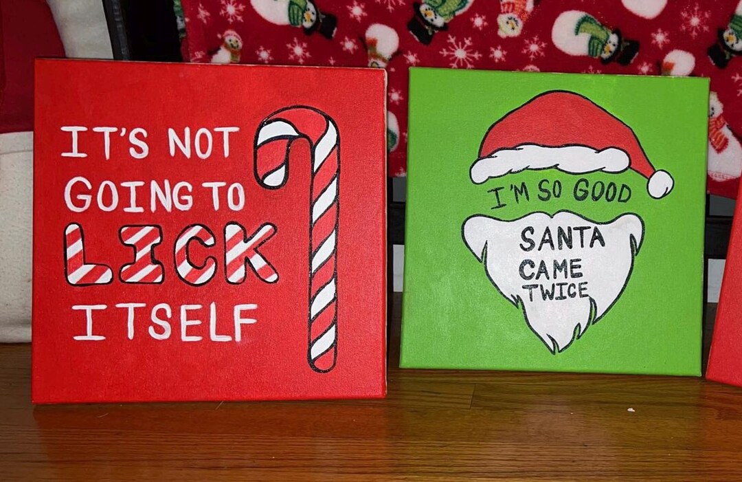 Naughty Christmas Paintings, White Elephant Gift Exchange - Etsy