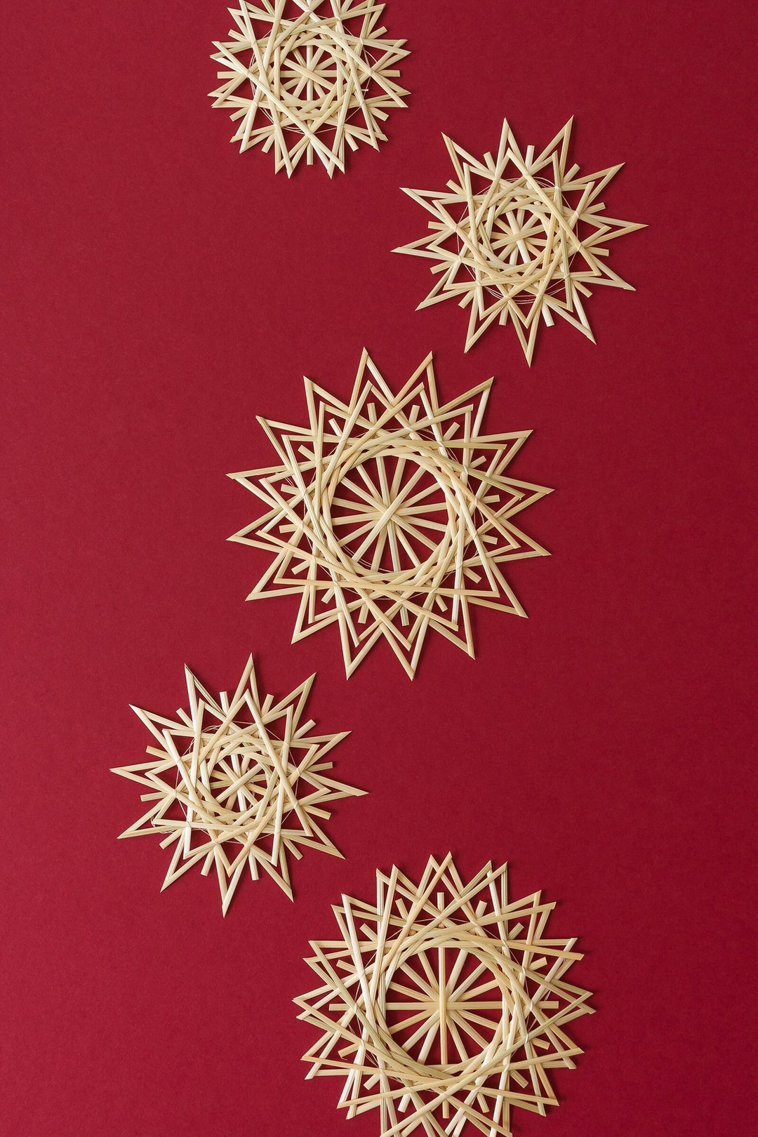 Straw Stars - Set of 5. Christmas Tree Decoration. Straw Stars. Straw ...