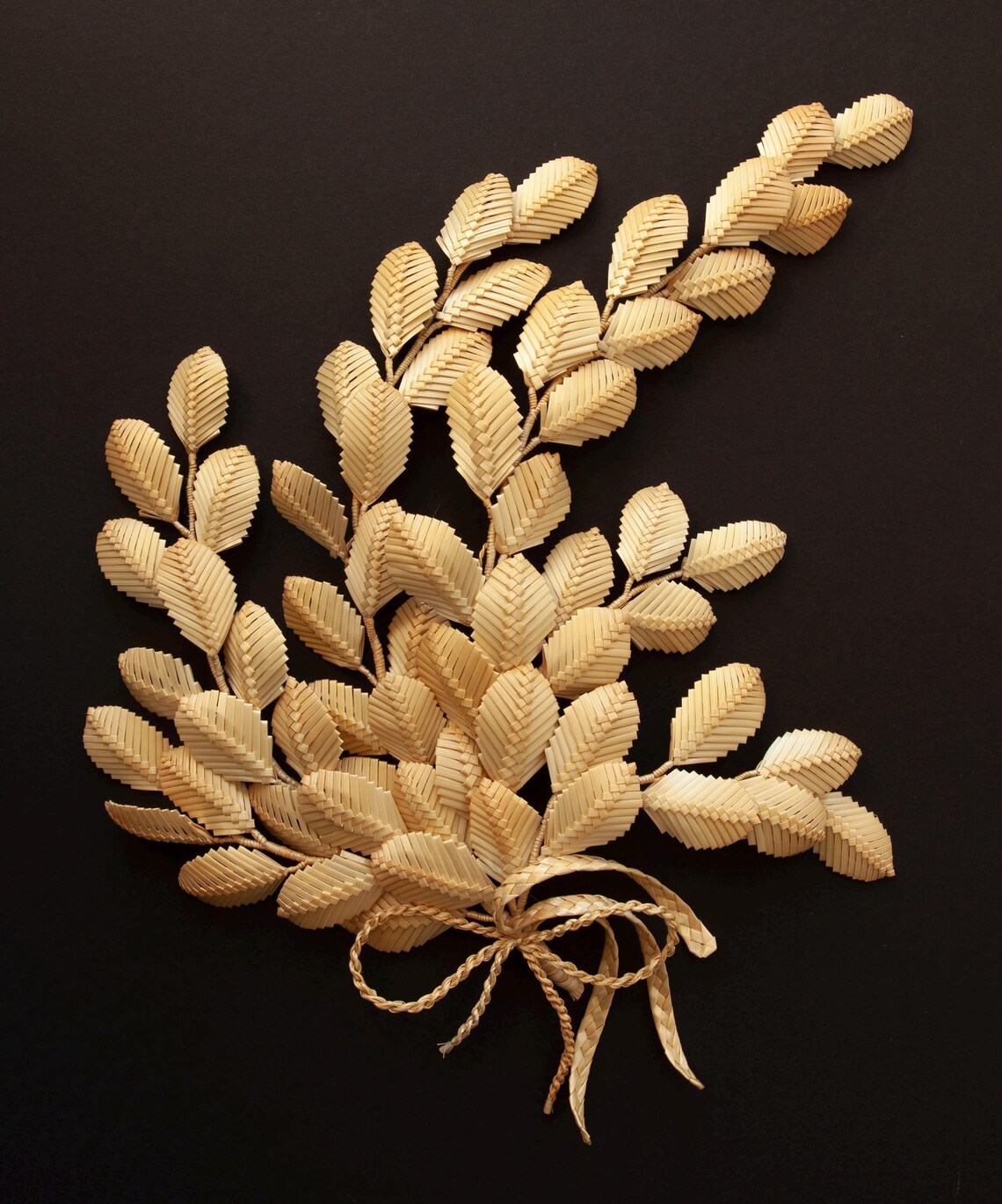 Straw Branch Composition of Leaves Made of Straw Straw Wall Decoration ...