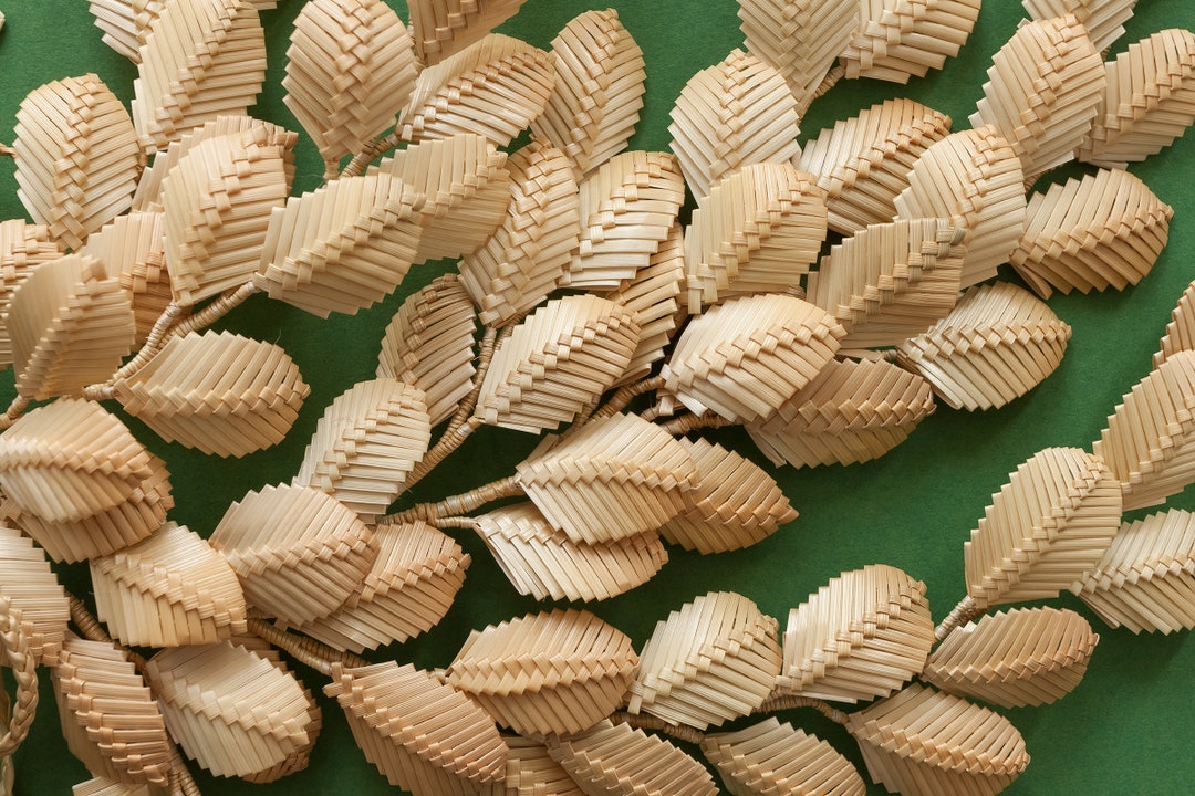 Straw Branch Composition of Leaves Made of Straw Straw Wall Decoration ...