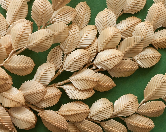 Straw Branch Composition of Leaves Made of Straw Straw Wall Decoration ...