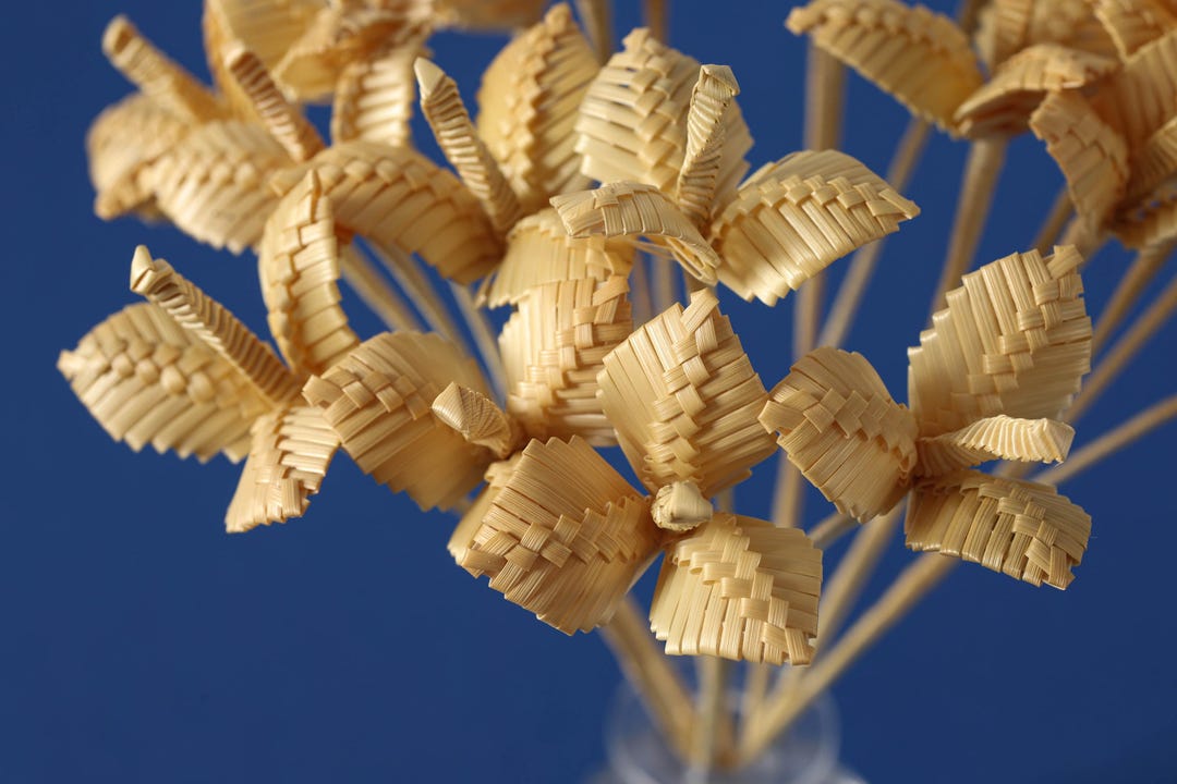 Bouquet of Straw Flowers Set of Flower and Vase Dried Flowers ...