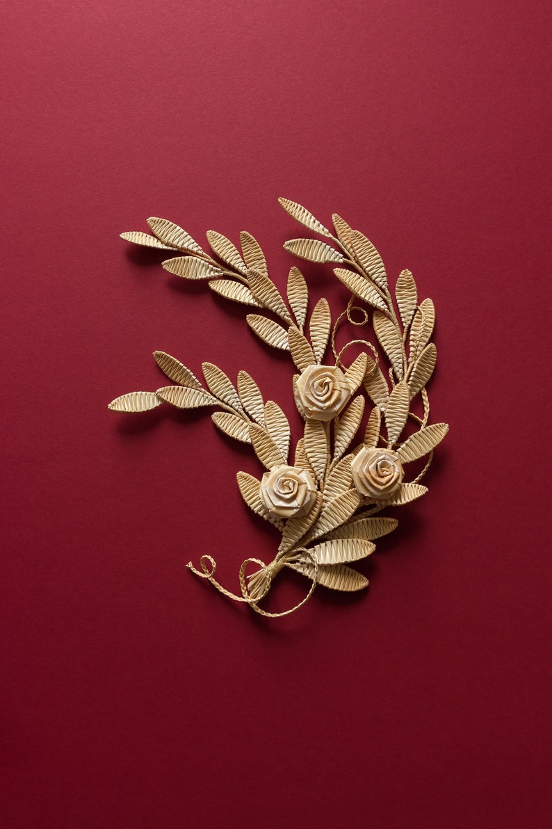 Straw Branch With Flowers Wall Decoration Straw Wall Decoration Wall ...