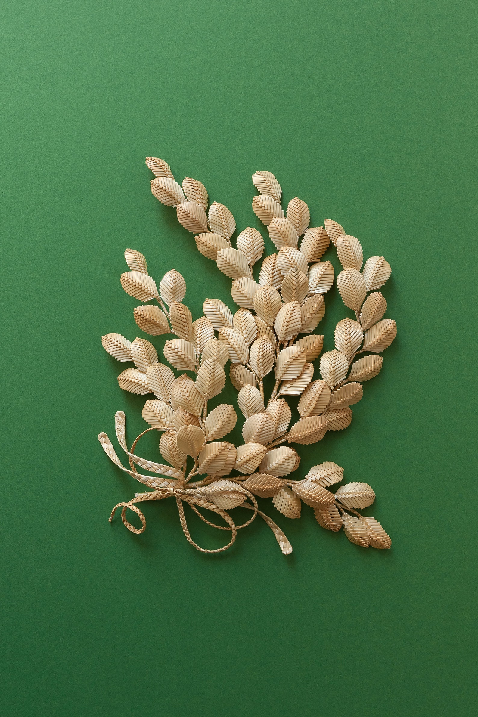 Straw Branch Composition of Leaves Made of Straw Straw Wall Decoration ...