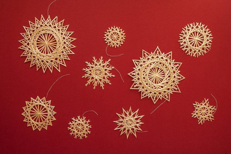 Straw Stars - Set of 9. Christmas Tree Decoration. Straw Stars. Straw ...