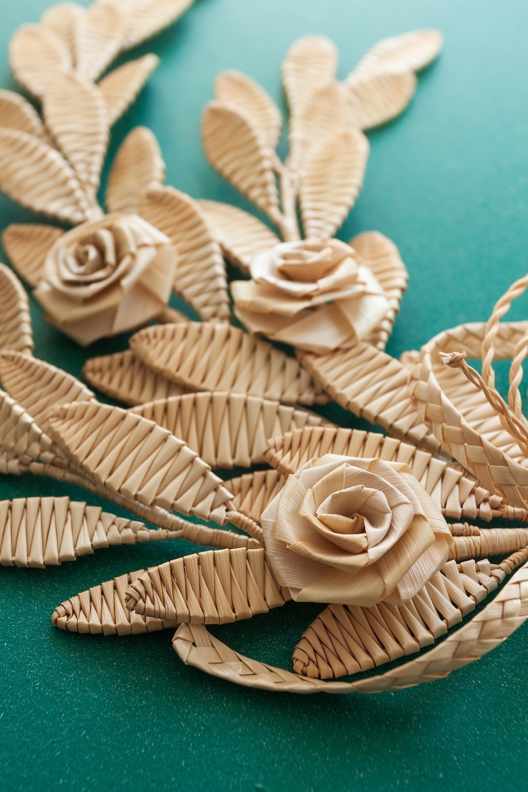 Straw Branch Composition of Leaves Made of Straw Straw Wall Decoration ...