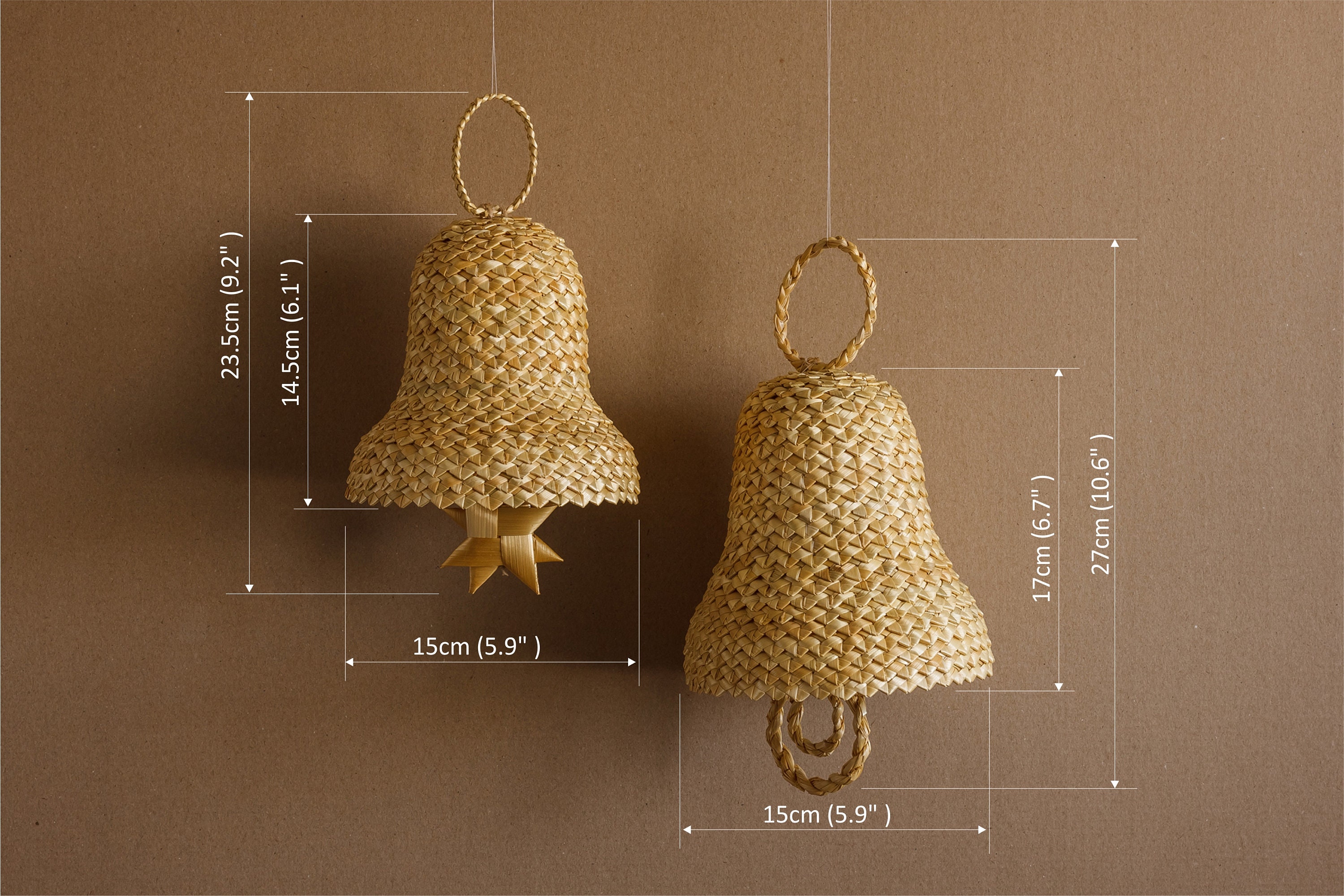 Wicker Straw Bell Bells Set of Two Bells Straw Bell Decorative - Etsy UK