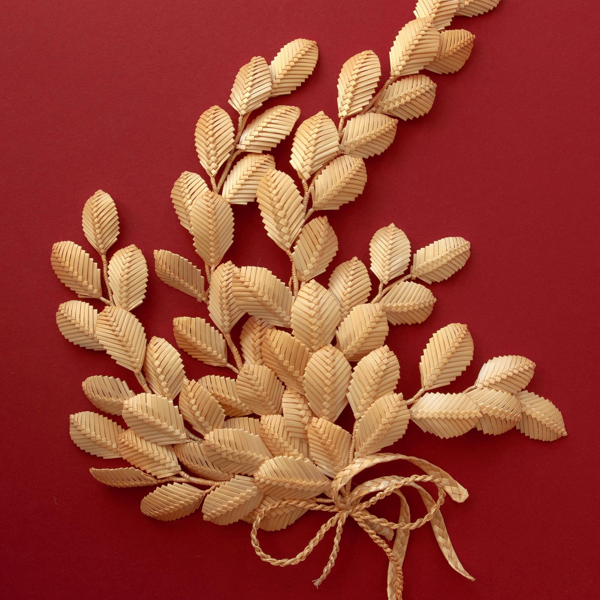 Straw Branch Composition of Leaves Made of Straw Straw Wall Decoration ...