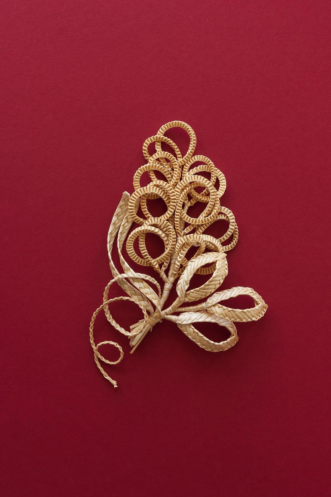 Straw Branch Composition of Leaves Made of Straw Straw Wall Decoration ...