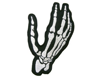 Skull Skeleton Middle Finger Bone Embroidered Applique Iron on | Etsy