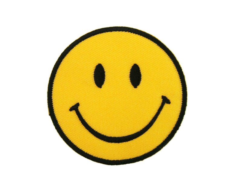 Smiley heureux sourire visage brodé appliques fer sur Patch | Etsy