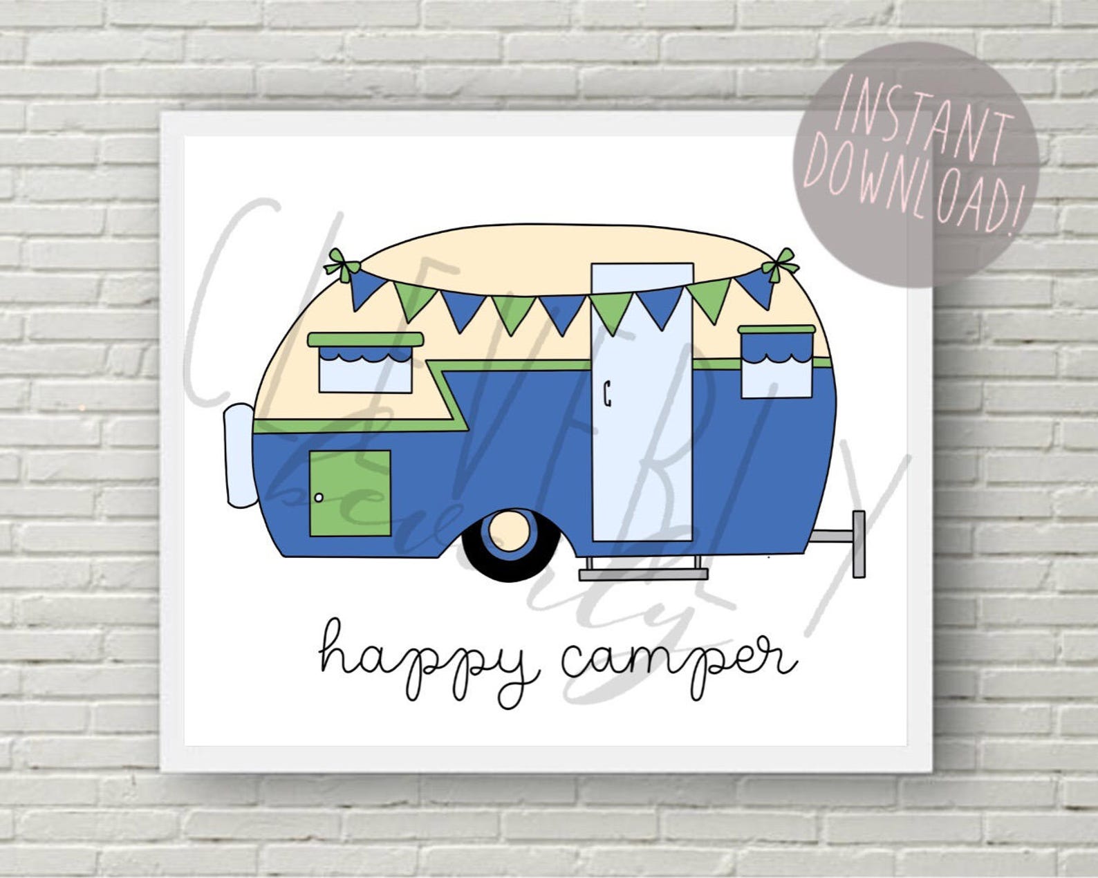 Happy Camper | 8x10inch Printable Digital Download | Camper Trailer ...
