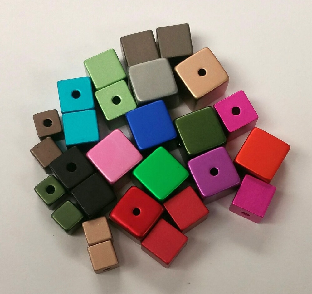 Anodized Aluminum Modern Square Vibrant Cube Beads set of 4 - Etsy Ireland