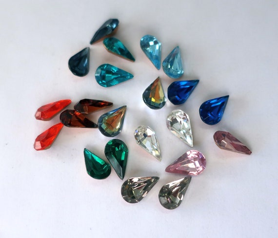 Vintage Rhinestones Pear Glass Teardrop Jewel 13x8 Mm 13x7.8 - Etsy