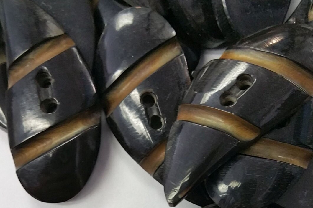 Horn Teardrop Button With Two Stripes 3 - Etsy