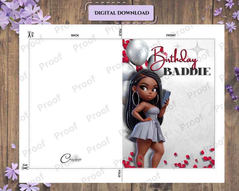 Baddie Printable Birthday Card, Digital Card - Etsy