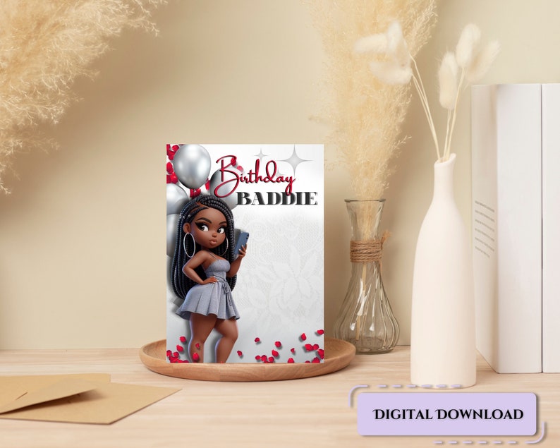 Baddie Printable Birthday Card, Digital Card - Etsy