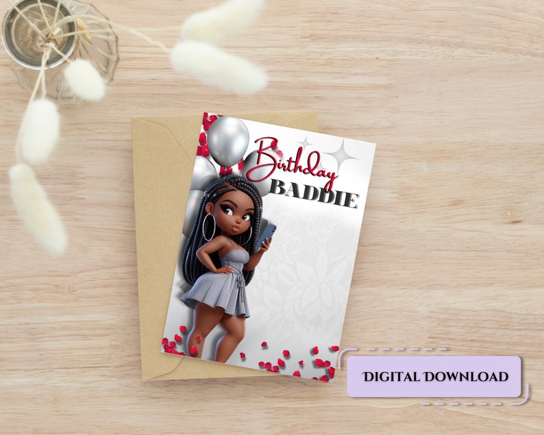 Baddie Printable Birthday Card, Digital Card - Etsy